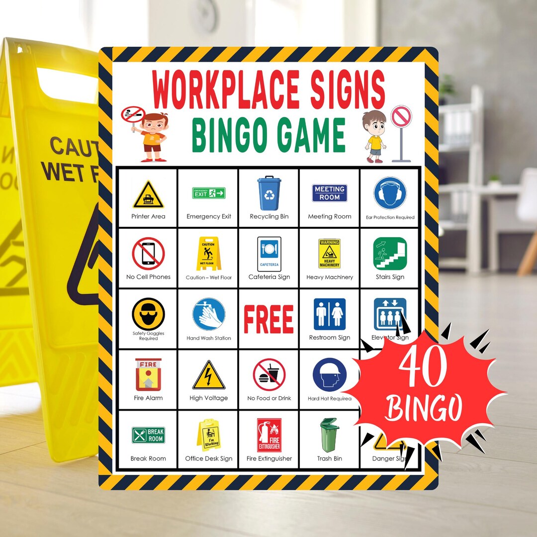 Workplace Signs Bingo Game | Printable Safety Sign Learning Activity ...