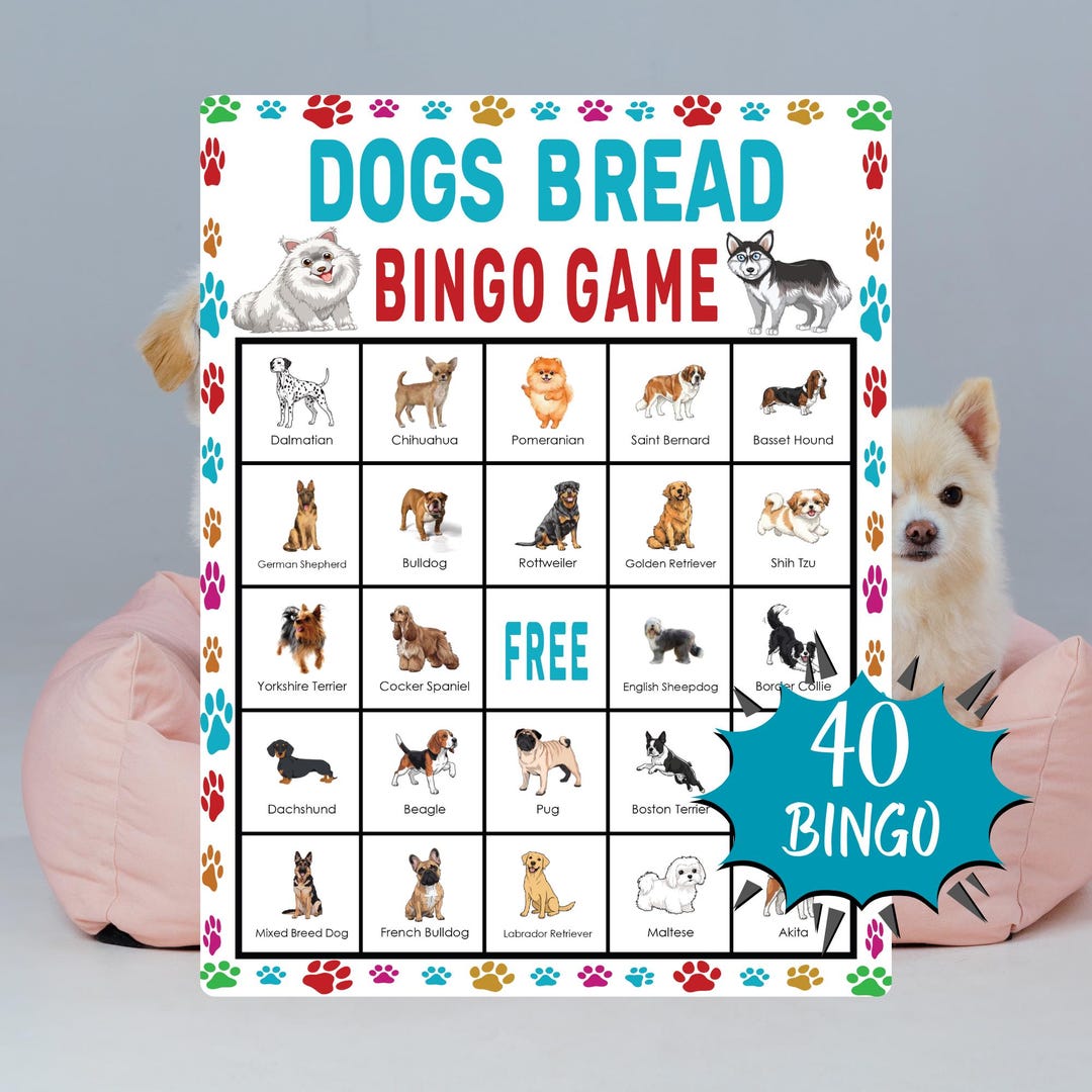 Dogs Breed Bingo Game | Fun Printable Dog Breeds Activity for Kids ...