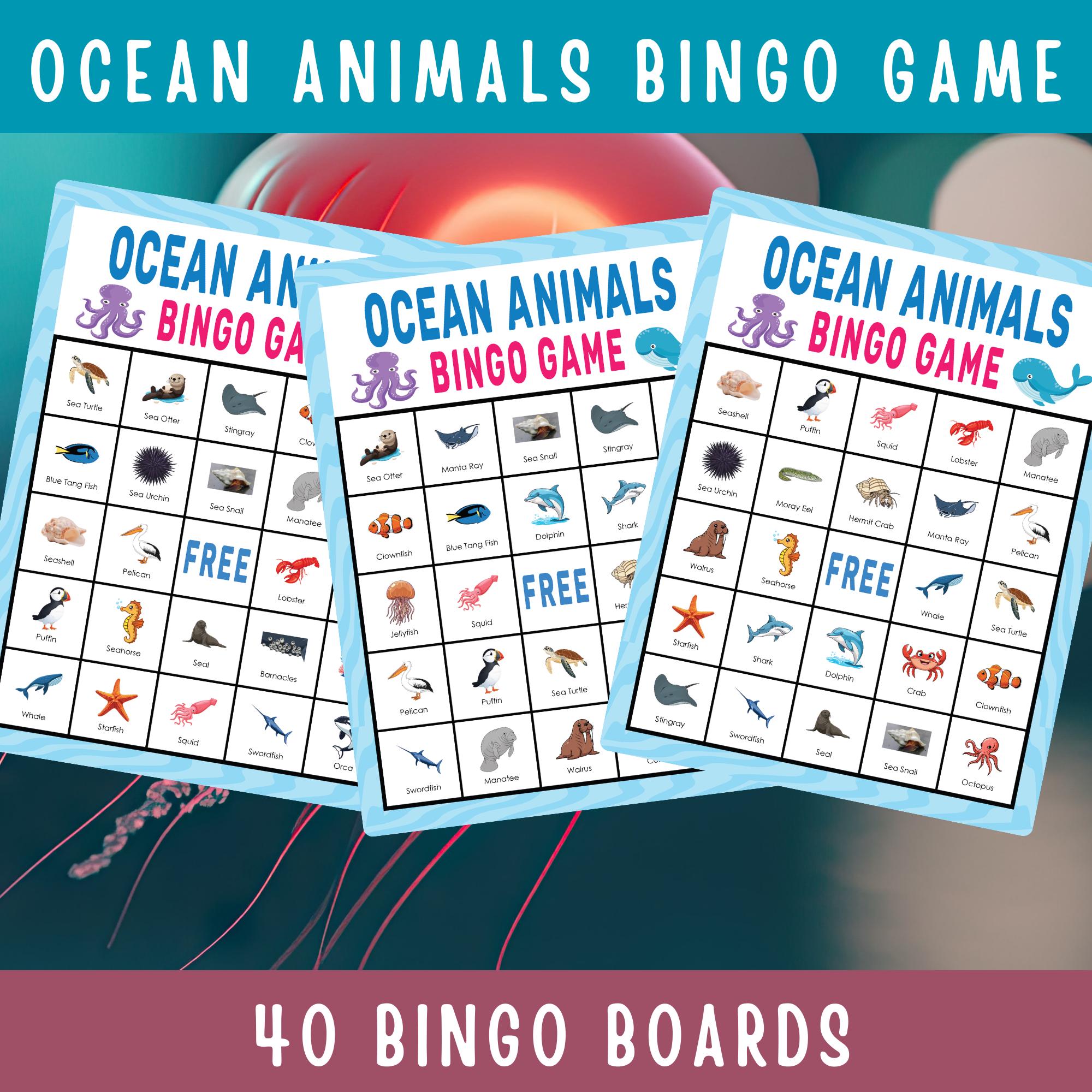 Ocean Animals Bingo Game Printable Sea Creatures Activity for Kids ...