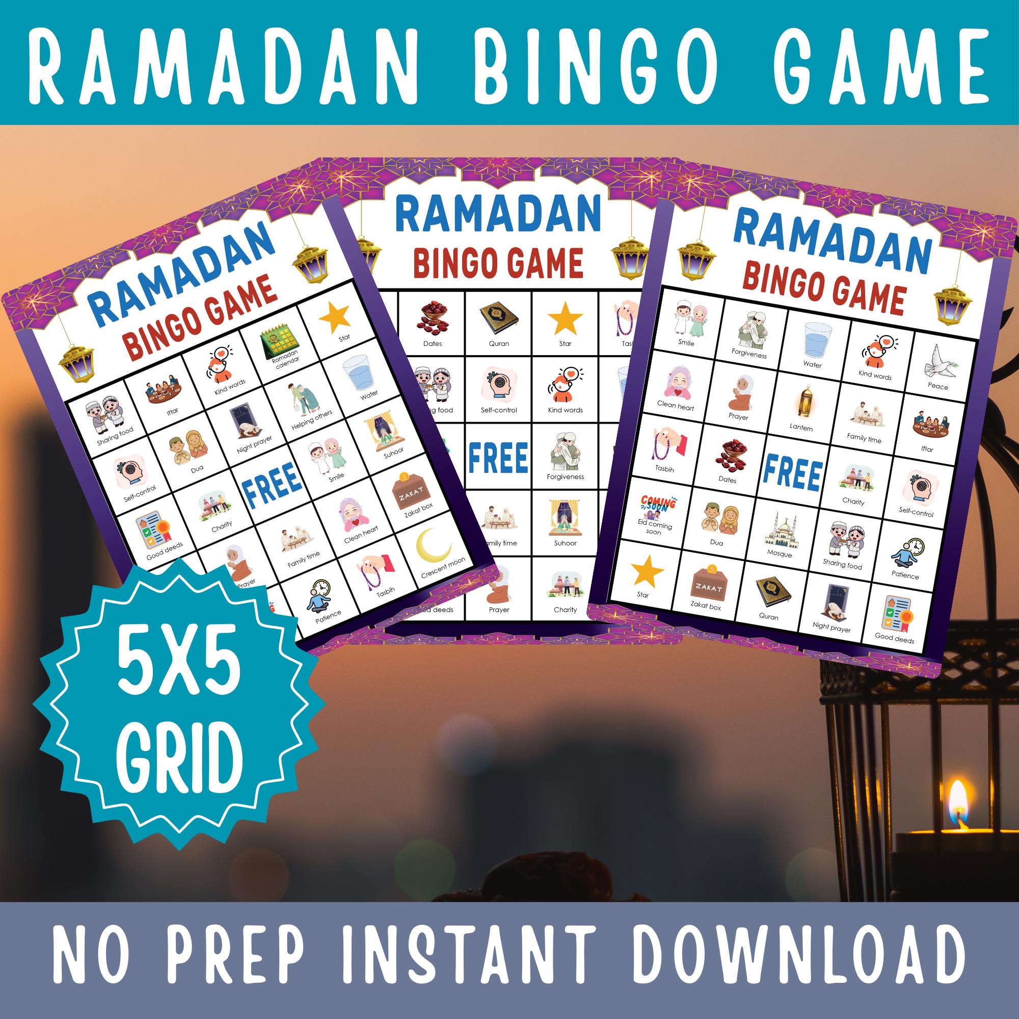 Ramadan Bingo Game Printable Islamic Holiday Activity Kids Classroom ...