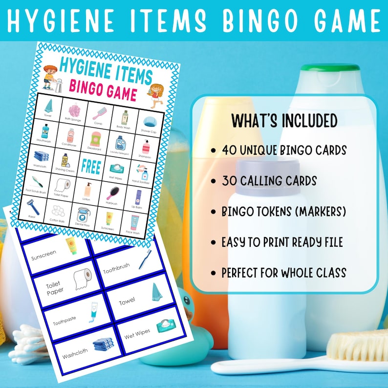 Hygiene Items Bingo Game – Fun Printable for Kids, Classrooms, Health ...