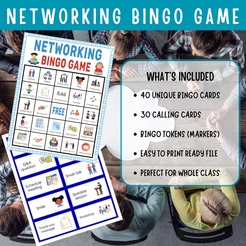 Networking Bingo Game Printable Professional Icebreaker Activity for ...