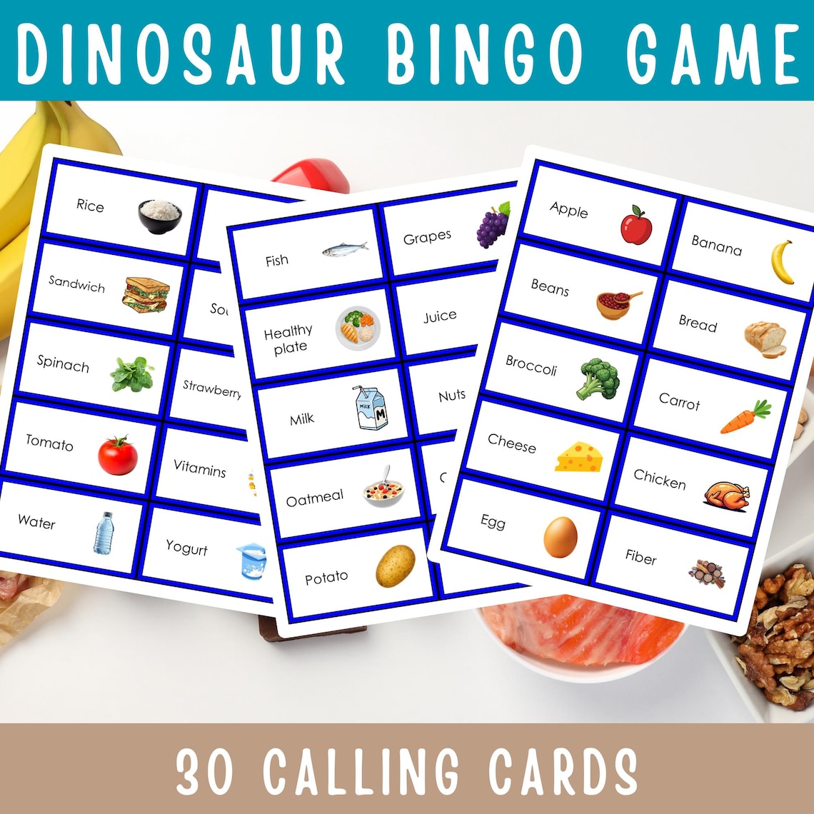 Nutrition Bingo Game Printable Healthy Foods Activity for Kids ...
