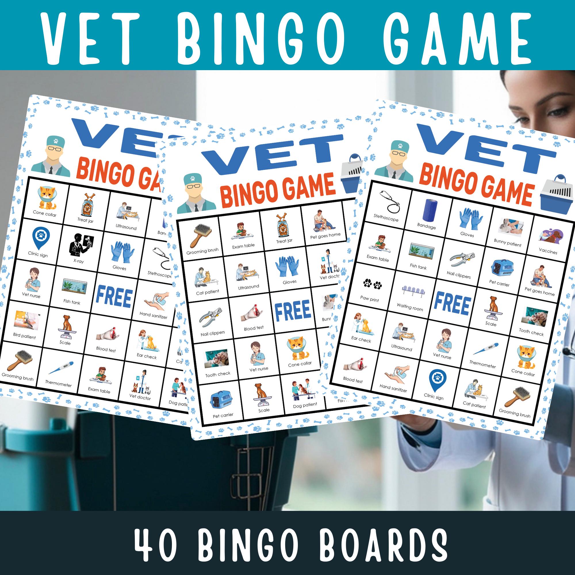 Vet Bingo Game Printable Veterinary Clinic Animal Care Activity for ...