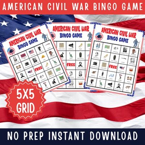 American Civil War Bingo Game | U.S. History Learning Activity for Kids ...
