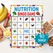 Nutrition Bingo Game Printable Healthy Foods Activity for Kids ...