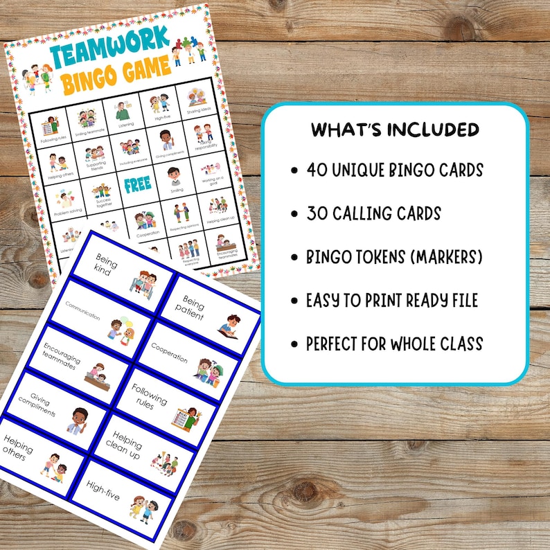 Teamwork Bingo Game for Kids: Social Skills Activity (printable PDF) - Etsy