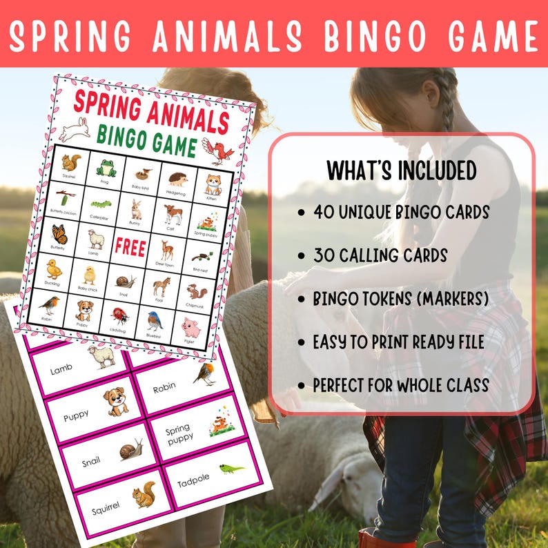 Spring Animals Bingo Game Printable Nature Wildlife Activity for Kids ...