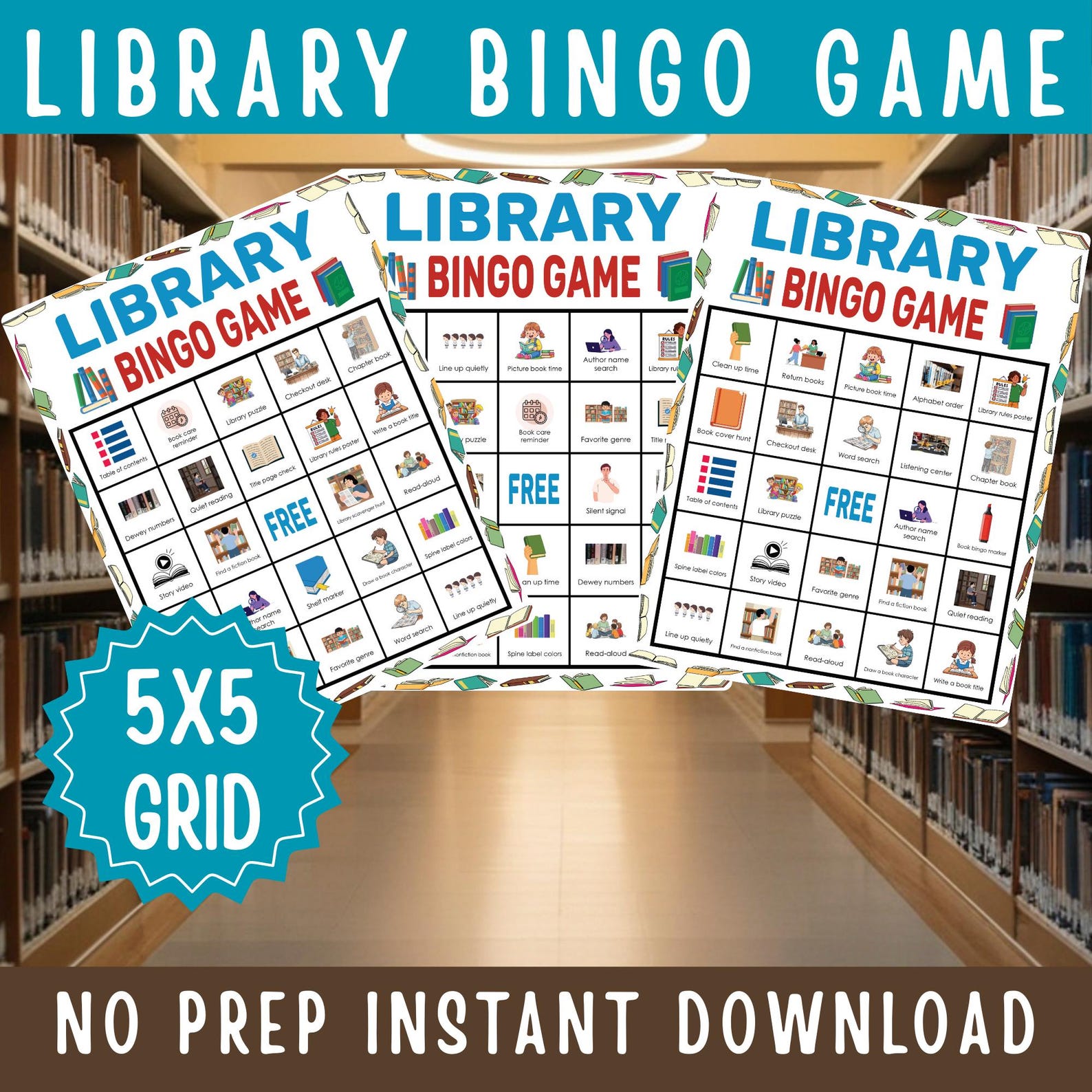 Library Bingo (sub Plans) Printable No Prep Reading Activity for Kids ...