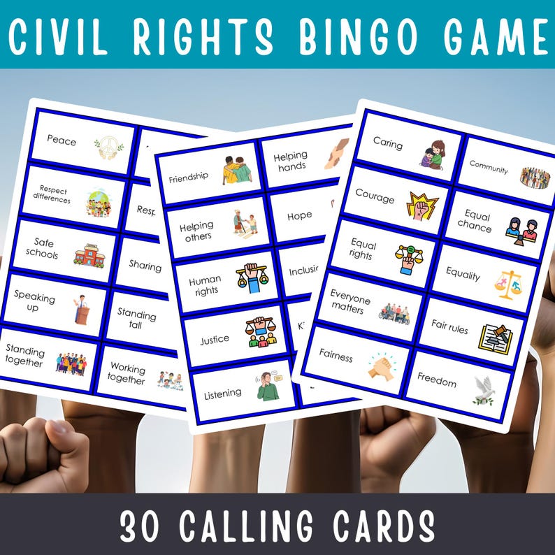 Civil Rights Bingo Game Printable History and Social Studies Activity ...