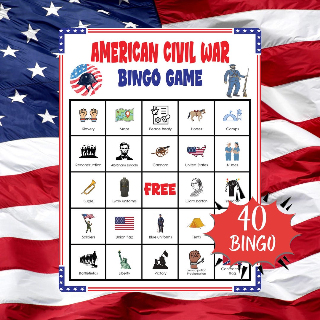 American Civil War Bingo Game | U.S. History Learning Activity for Kids ...