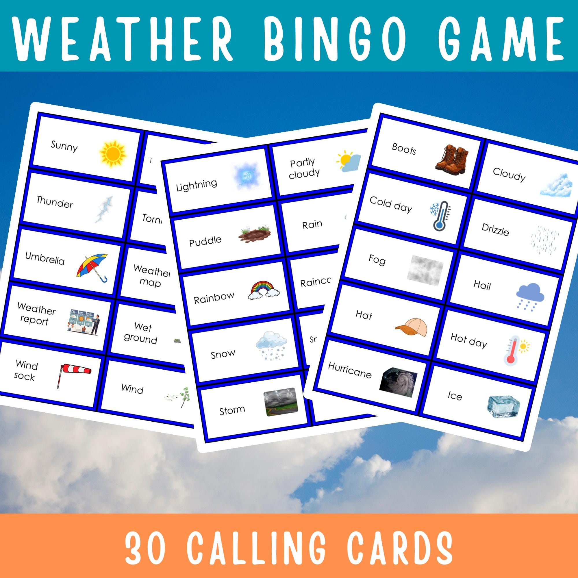 Weather Bingo Game Printable Science Activity for Kids Classroom ...