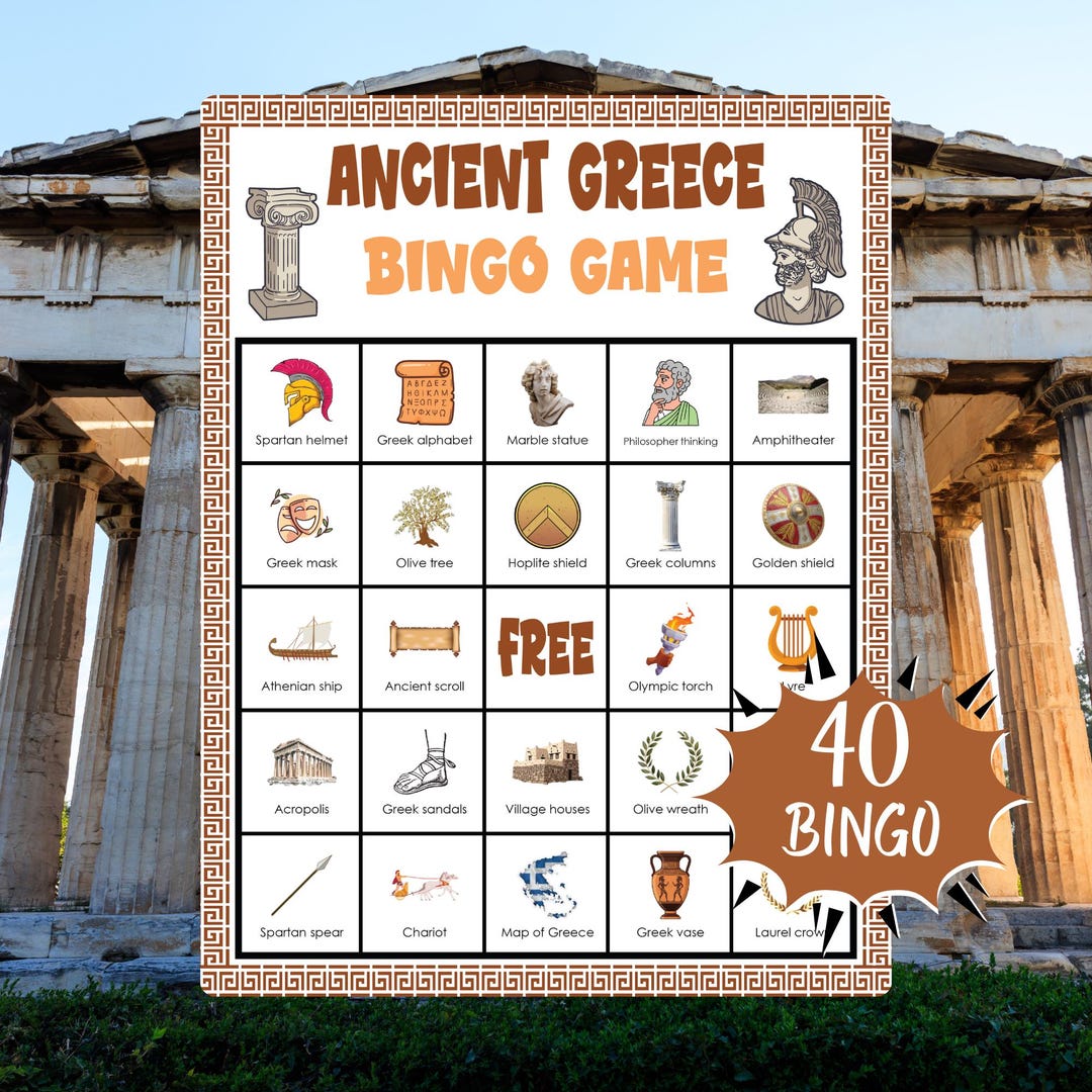 Ancient Greece Bingo Game | Greek History Printable Activity for Kids ...
