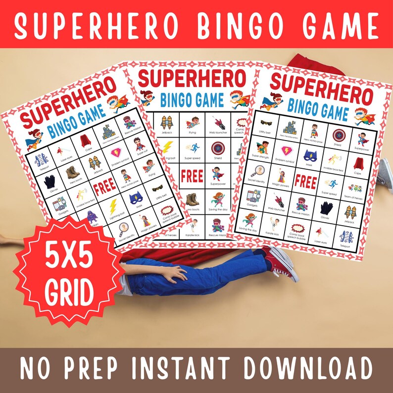 Superhero Bingo Game Printable Kids Activity for Classroom Parties ...