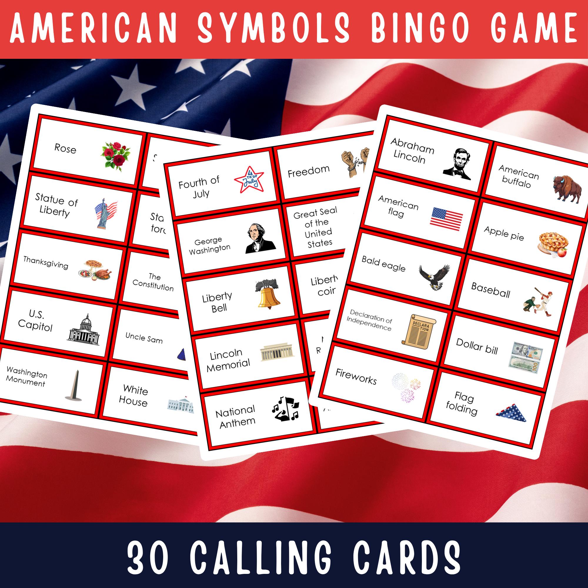 American Symbols Bingo Game | U.S. History & Social Studies Activity ...