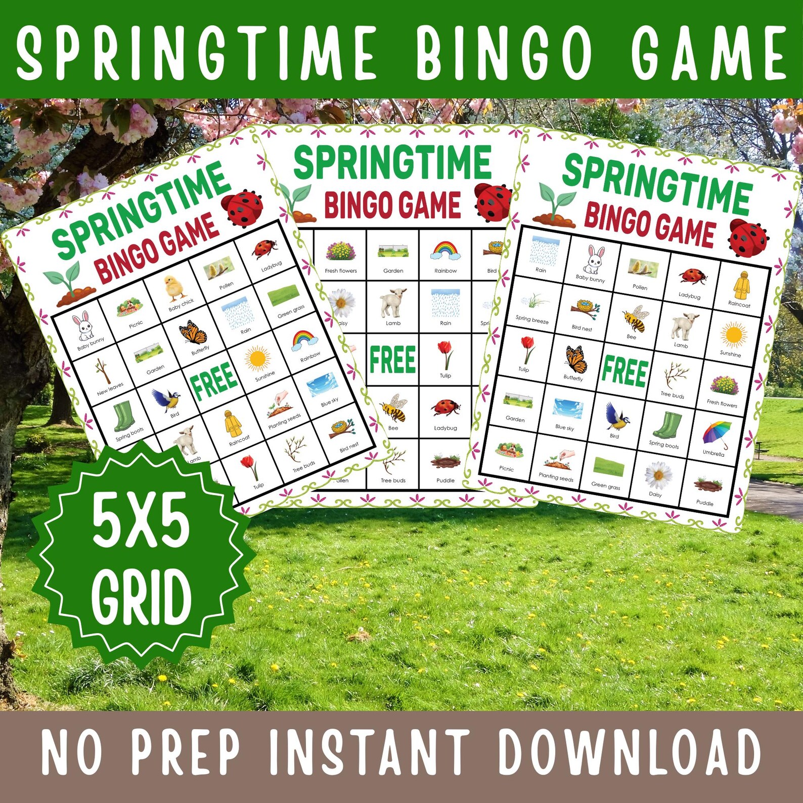 Springtime Bingo Game Printable Seasonal Nature Activity for Kids ...
