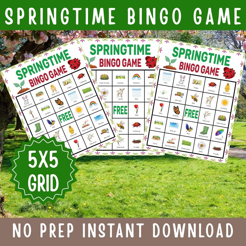 Springtime Bingo Game Printable Seasonal Nature Activity for Kids ...