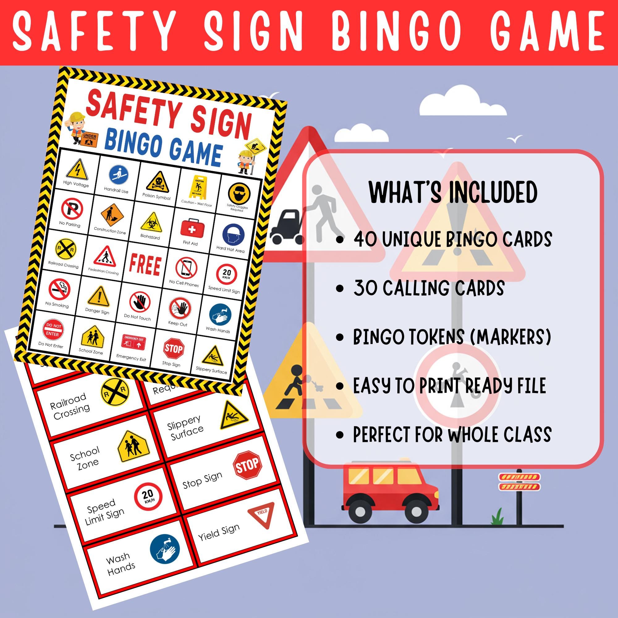 Safety Sign Bingo – Fun & Educational Printable Game for Kids ...