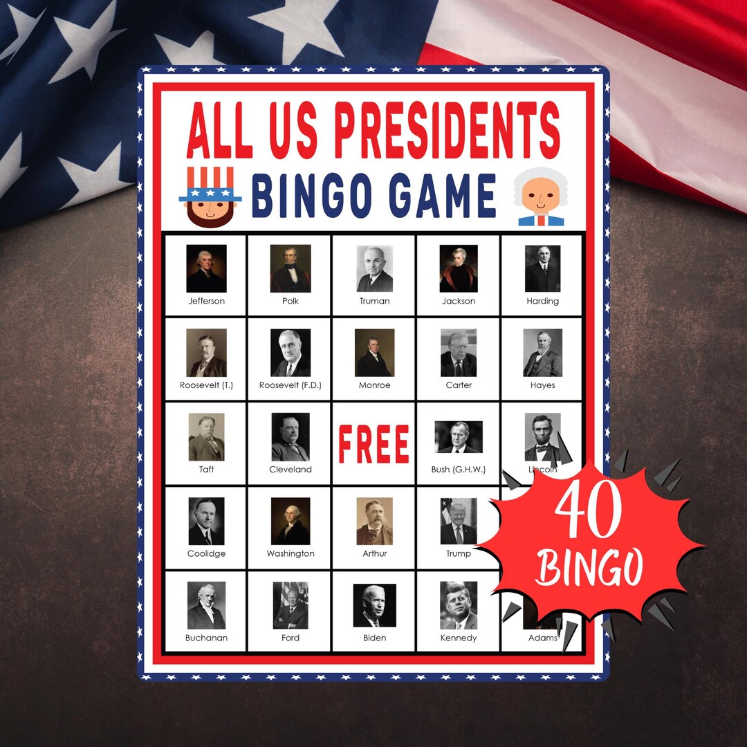 All US Presidents Bingo Game Printable History Activity for Kids ...