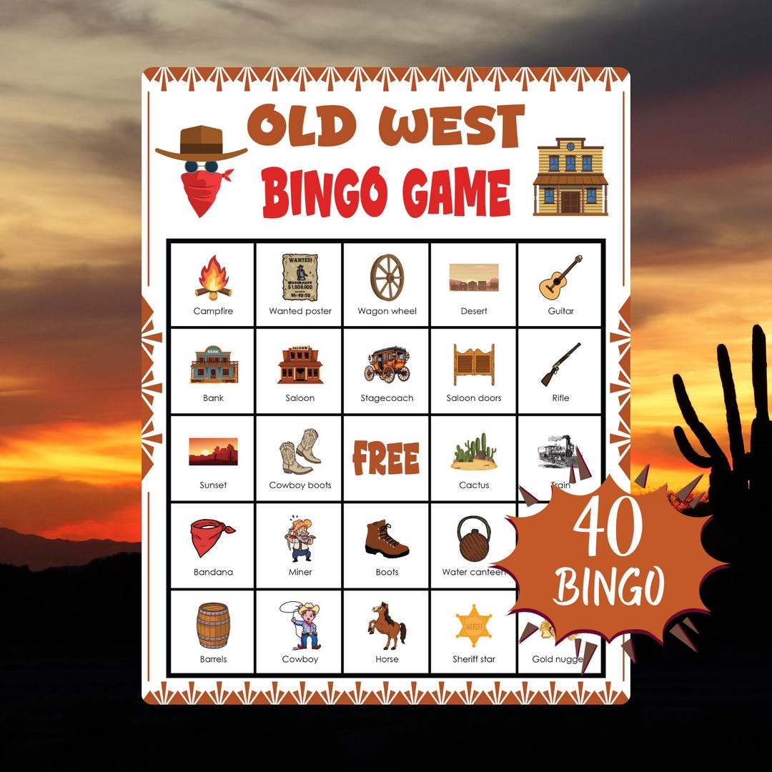 Old West Bingo Game | Wild West-themed Printable for Kids | Cowboy ...