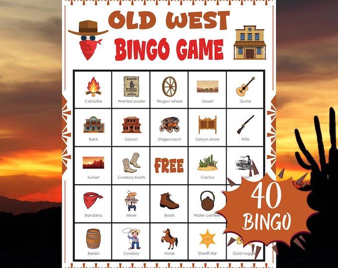 Wild West, Western, 5x5 Bingo Printable Pdfs, Digital Download, Call ...