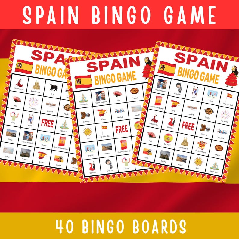 Spain Bingo Game Printable Geography and Culture Activity for Kids ...