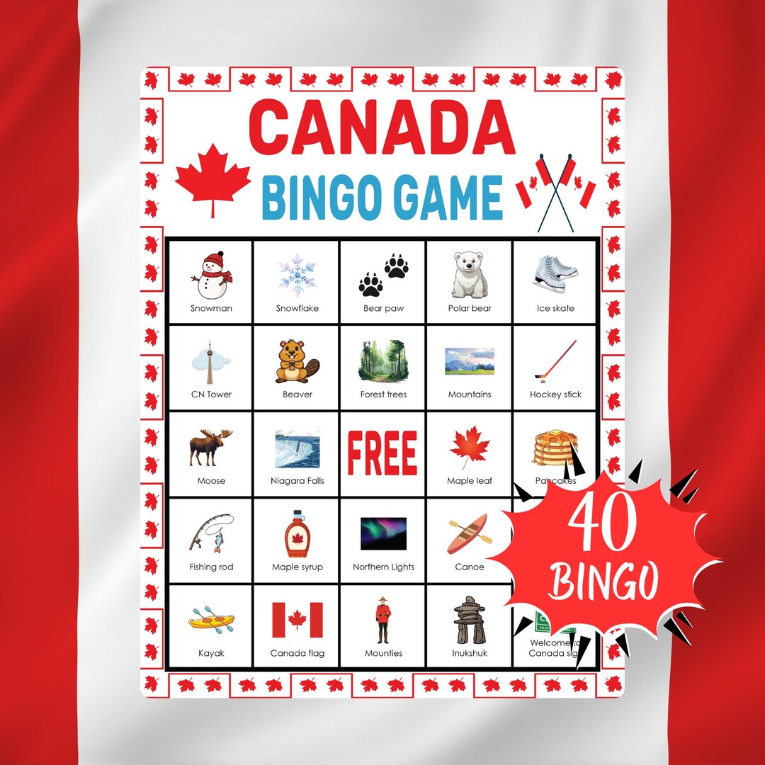 Canada Bingo Game – Fun Canadian Landmarks, Wildlife, Symbols & Map ...