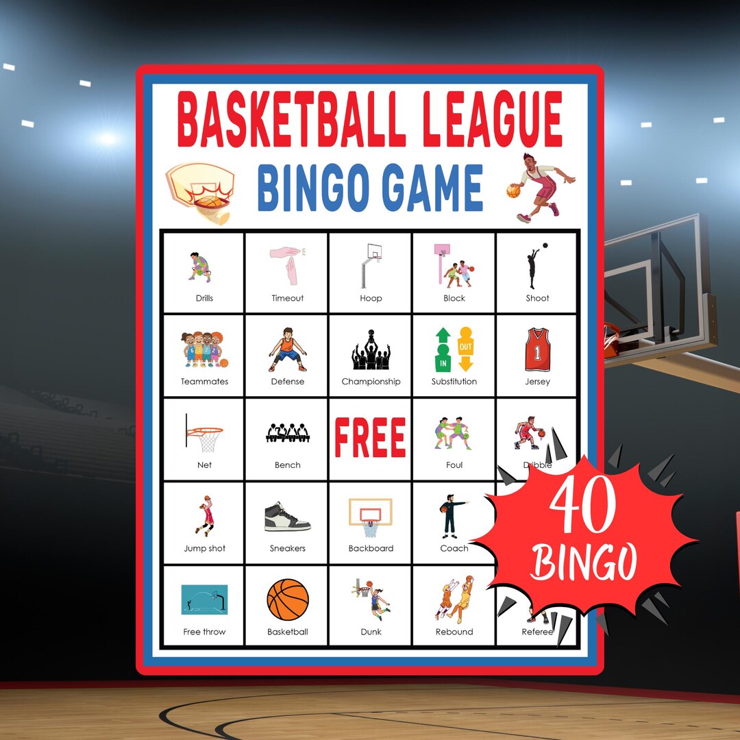 Basketball League Bingo Game Printable Sports Activity for Kids ...