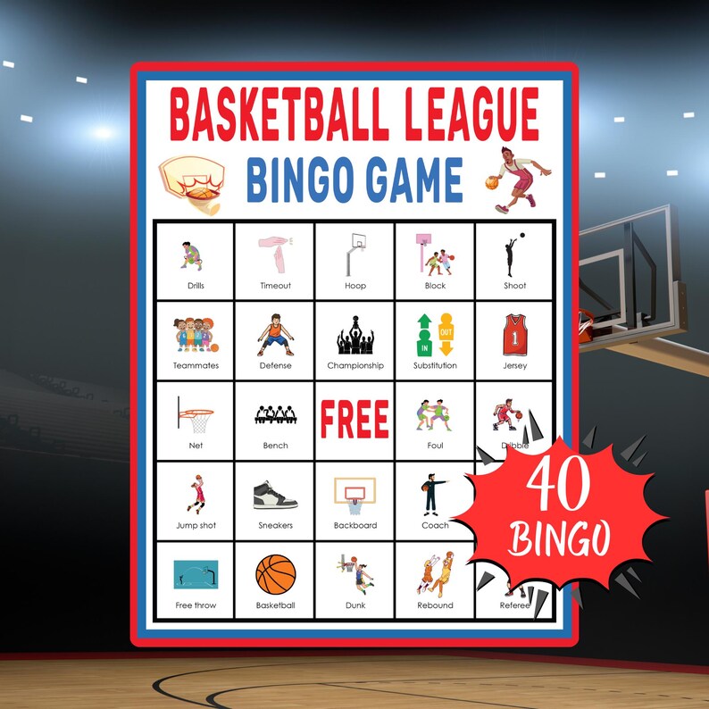Basketball League Bingo Game Printable Sports Activity for Kids ...