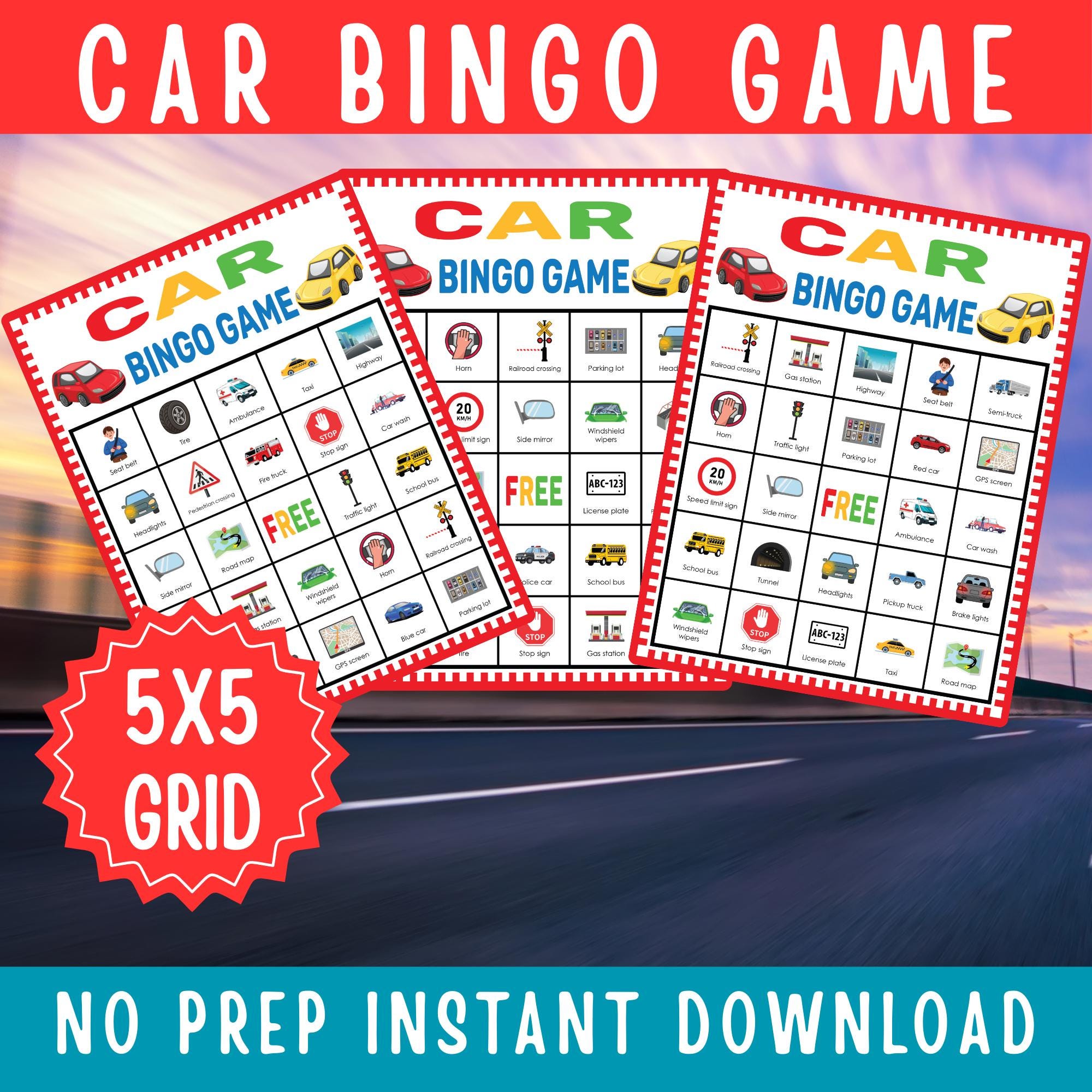 Car Bingo Game | Fun Printable Vehicle Activity for Kids, Classroom ...