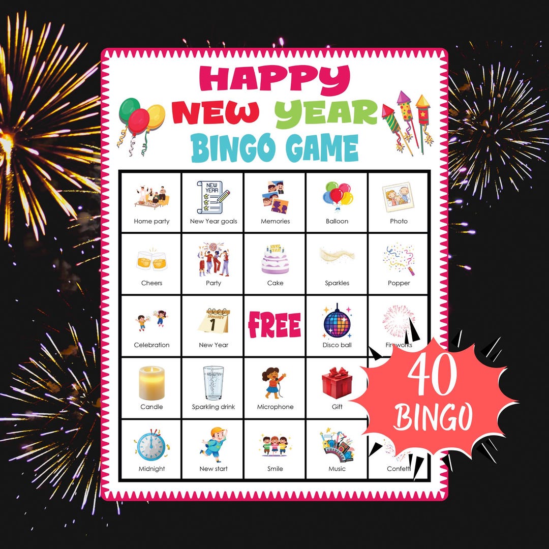 Happy New Year Bingo Game | New Year’s Eve Printable Bingo for Kids ...