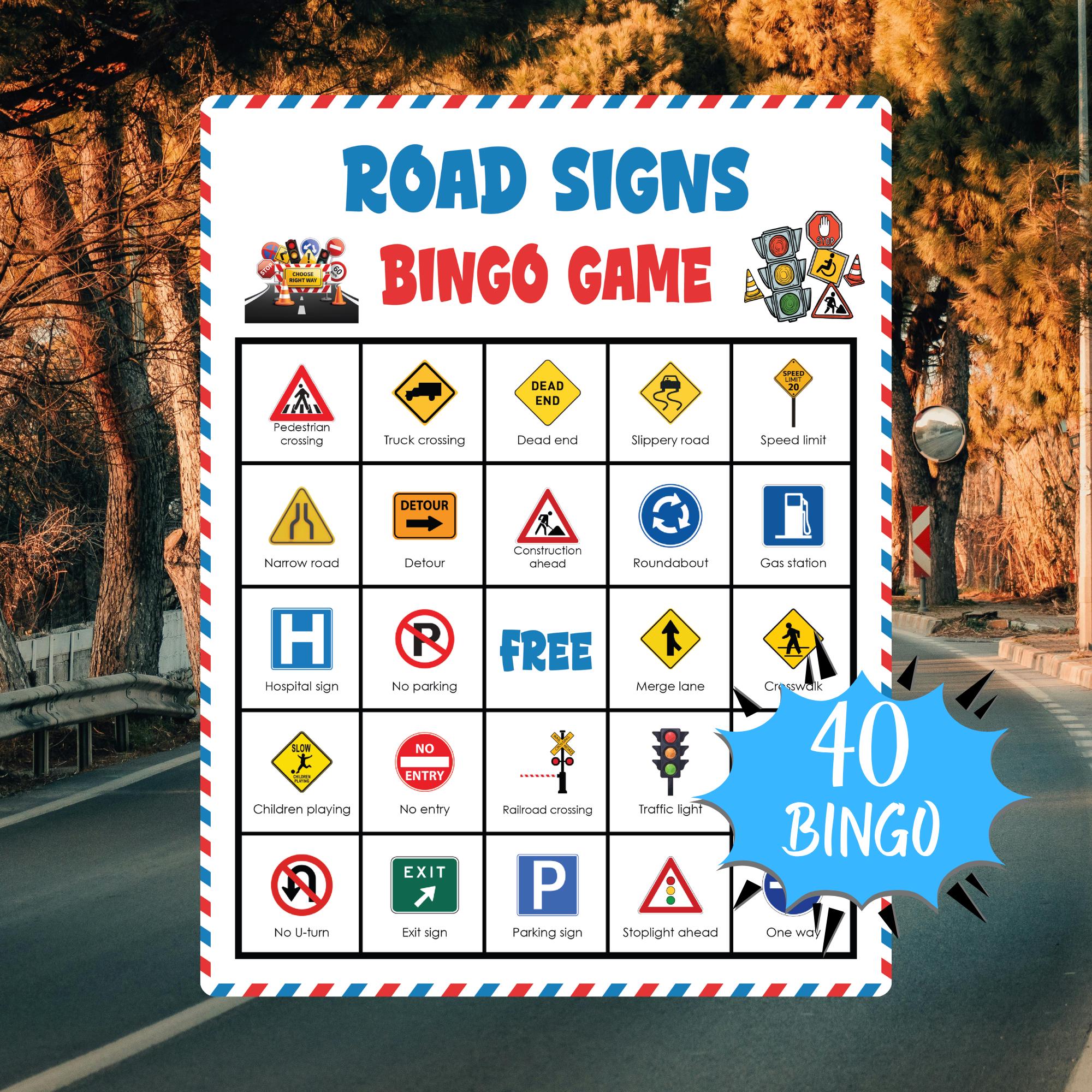 Road Signs Bingo Game | Traffic Safety Learning Activity for Kids ...