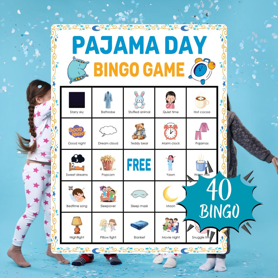 Pajama Day Bingo Game Printable School Spirit Activity for Kids ...