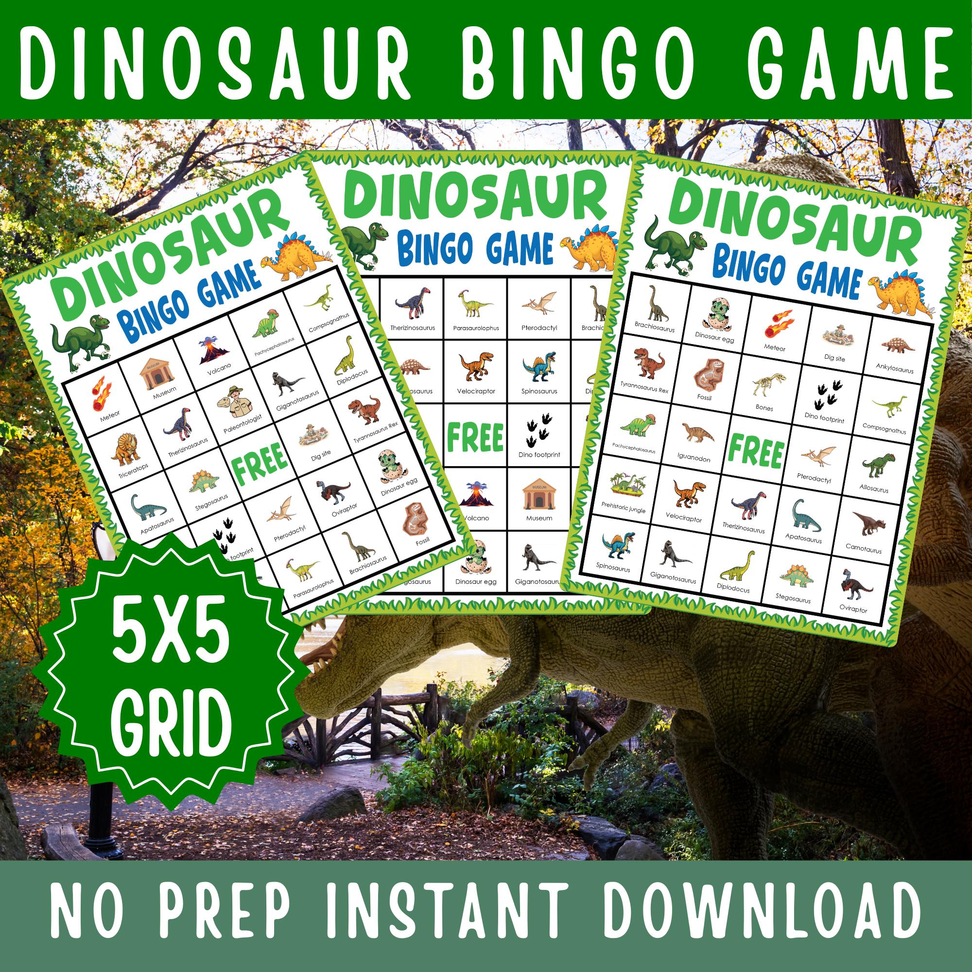 Dinosaur Bingo Game Printable Kids Dinos Learning Activity Classroom ...