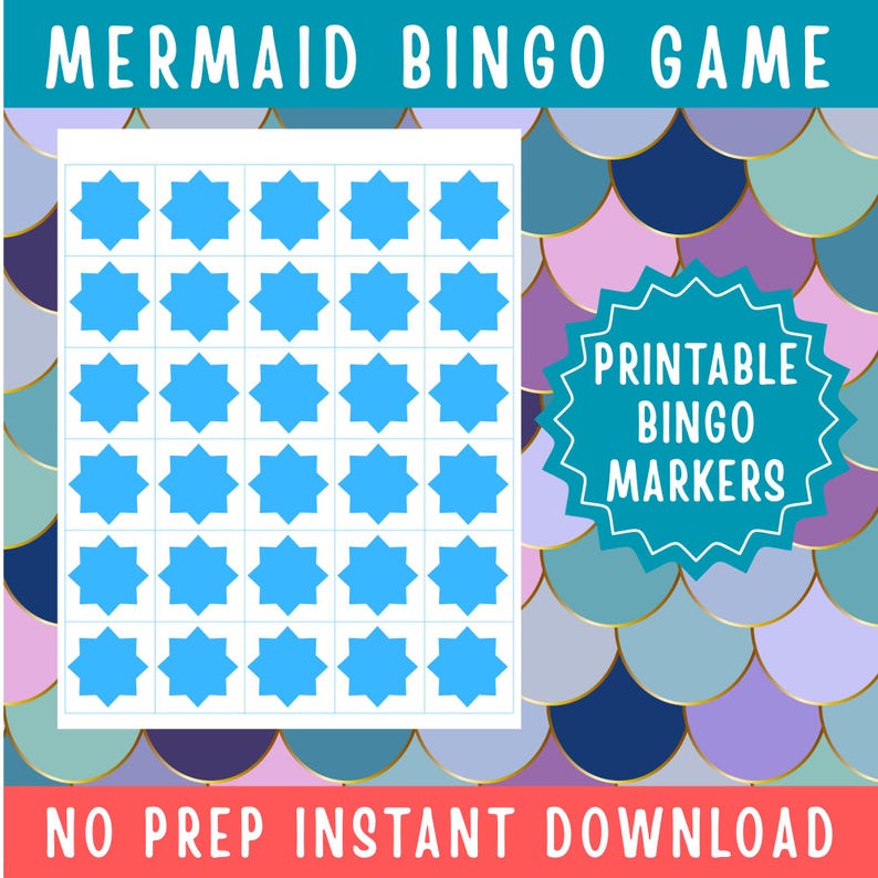 Mermaid Bingo Game Printable Ocean Fantasy Activity for Kids Classroom ...