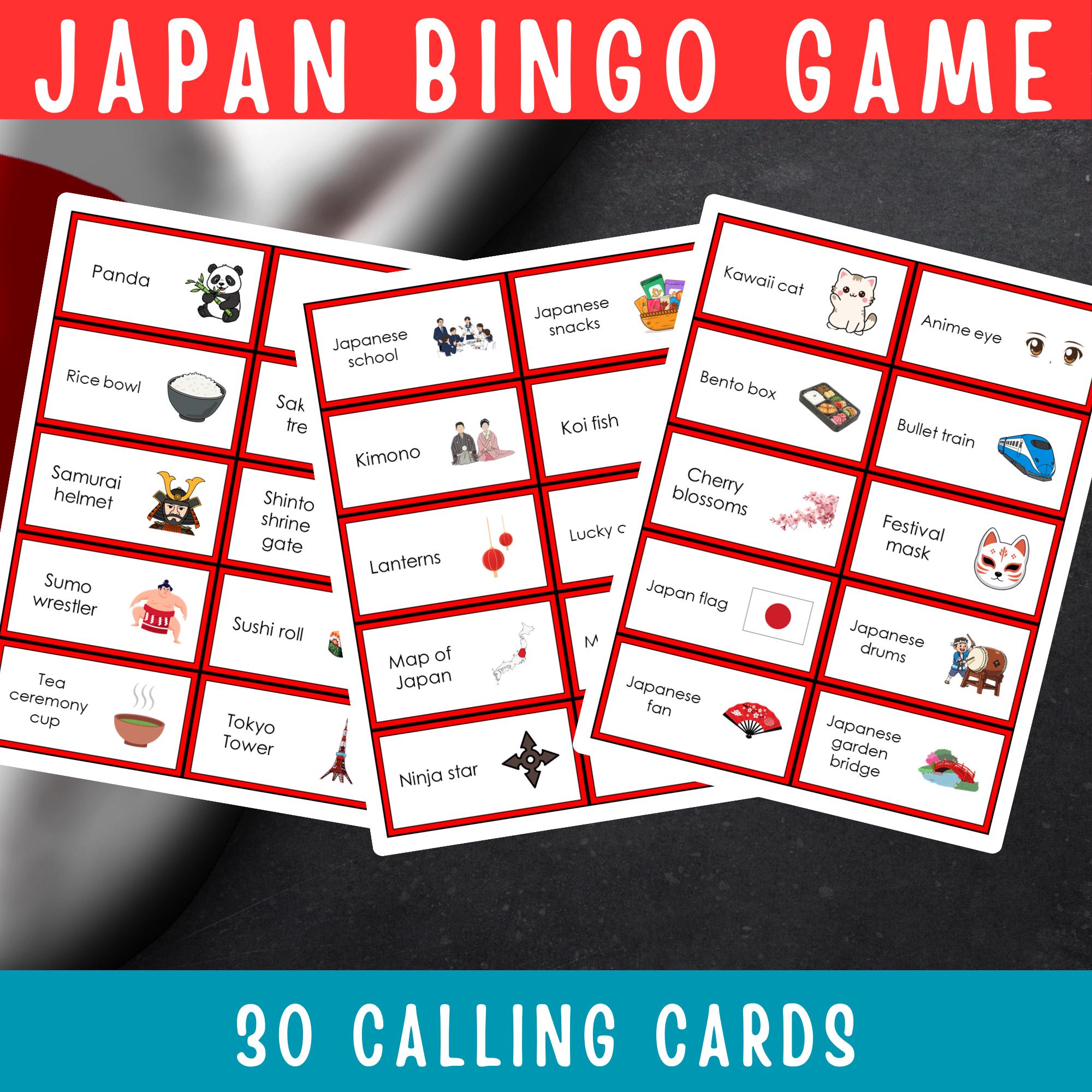 Japan Bingo Game | Japanese Culture Printable Activity for Kids ...
