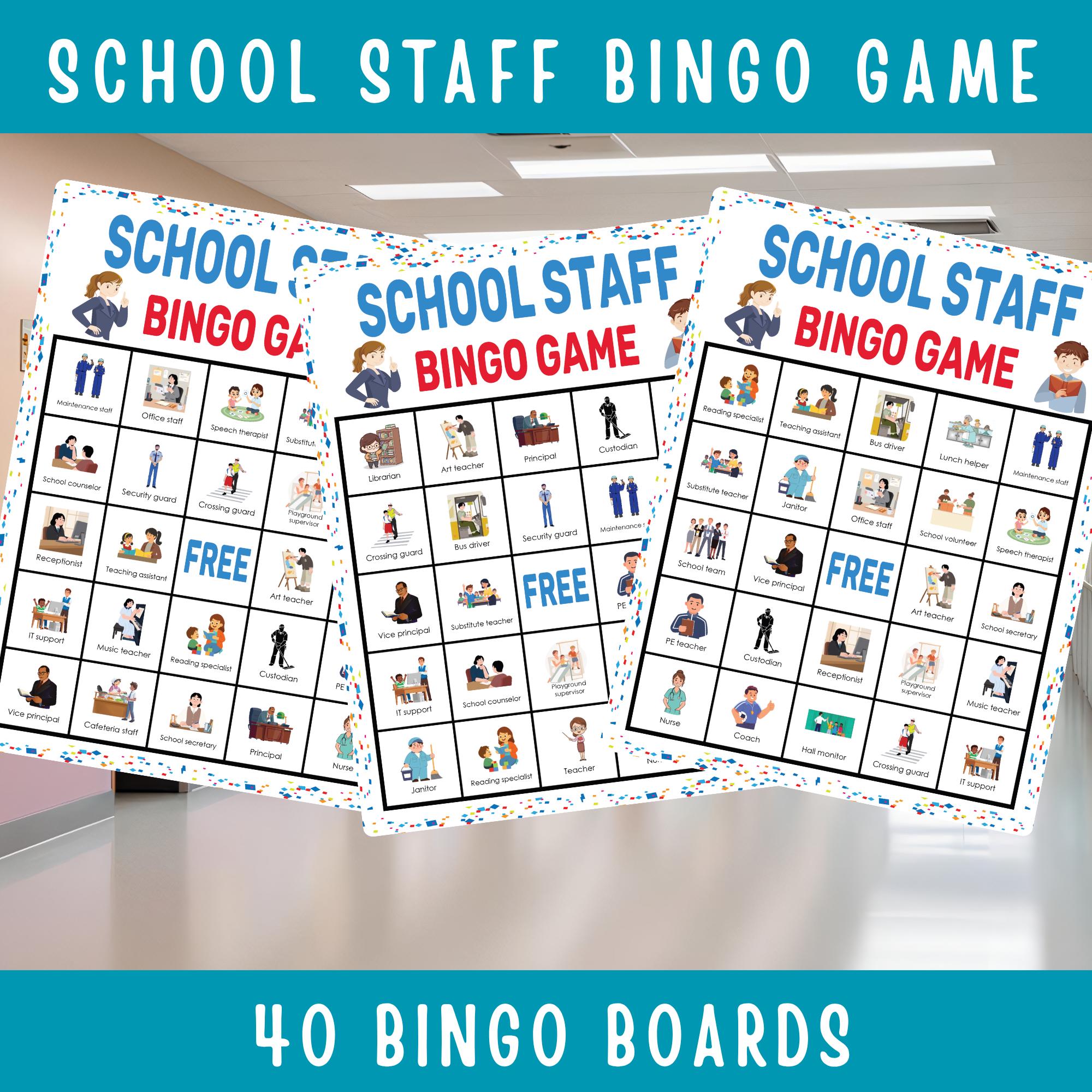 School Staff Bingo Game Printable Community Helper Activity for Kids ...