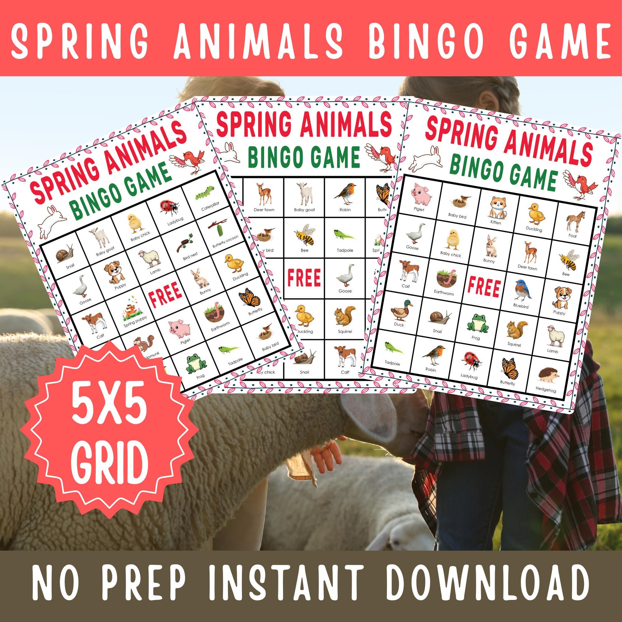Spring Animals Bingo Game Printable Nature Wildlife Activity for Kids ...