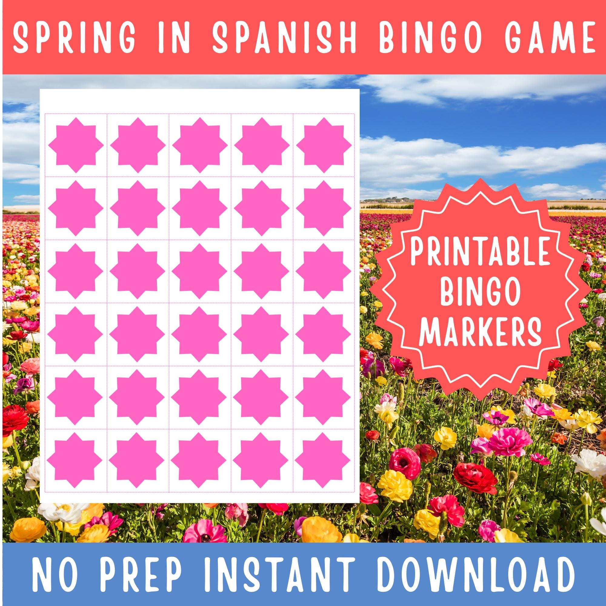 Spring in Spanish Bingo Game Printable Spanish Vocabulary Activity for ...