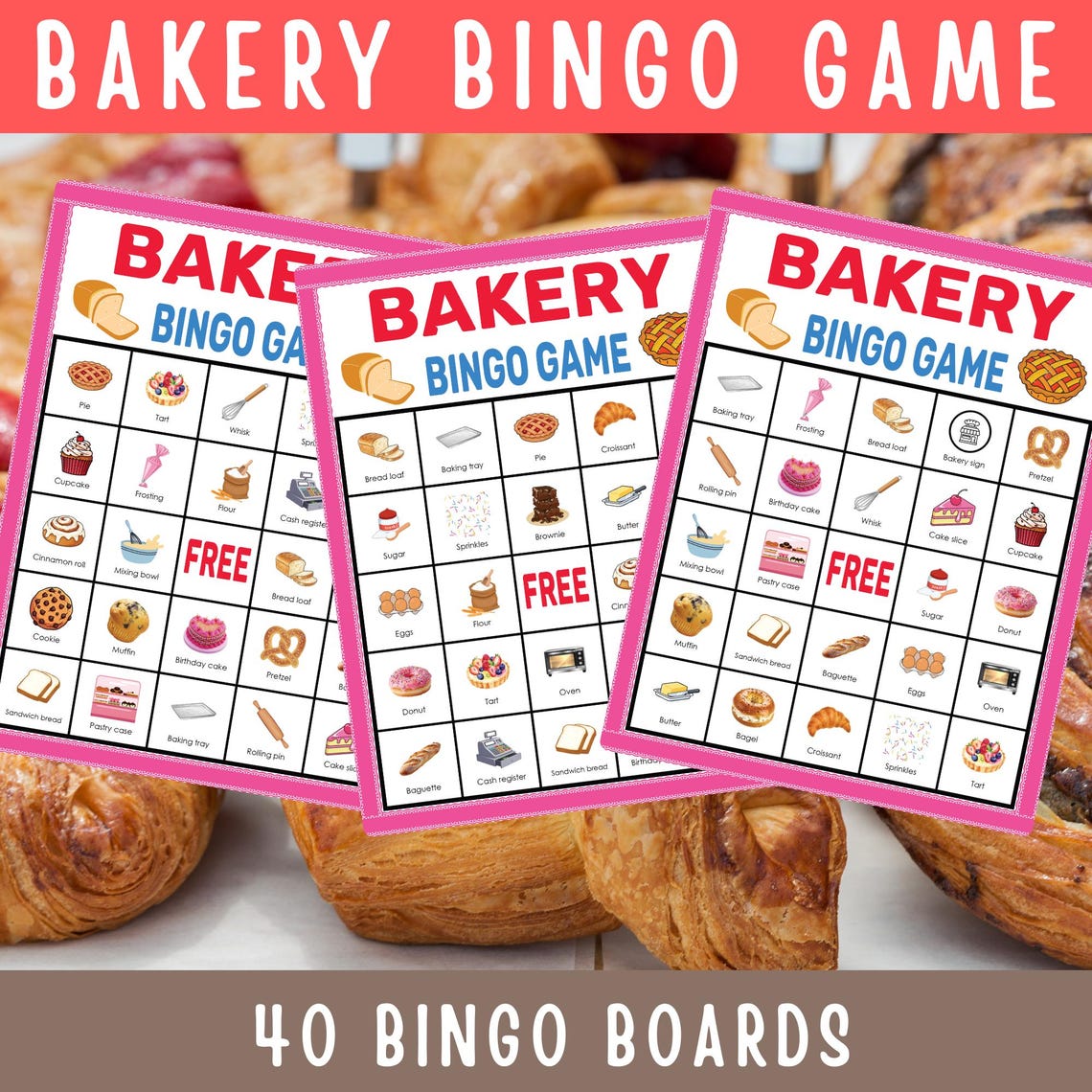 Bakery Bingo Game Printable Baking Food Activity for Kids Classroom ...