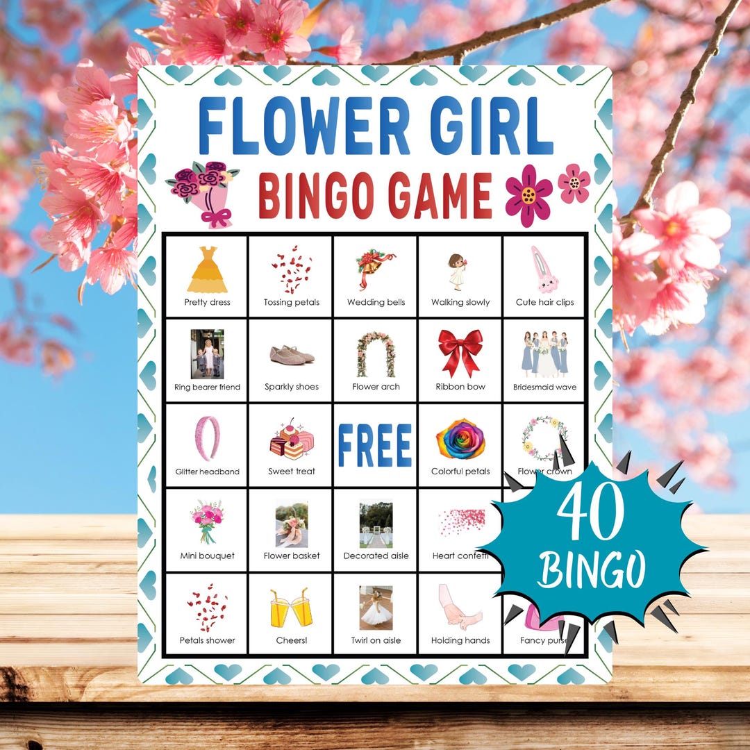 Flower Girl Bingo Game Printable Wedding Kids Activity for Bridal ...