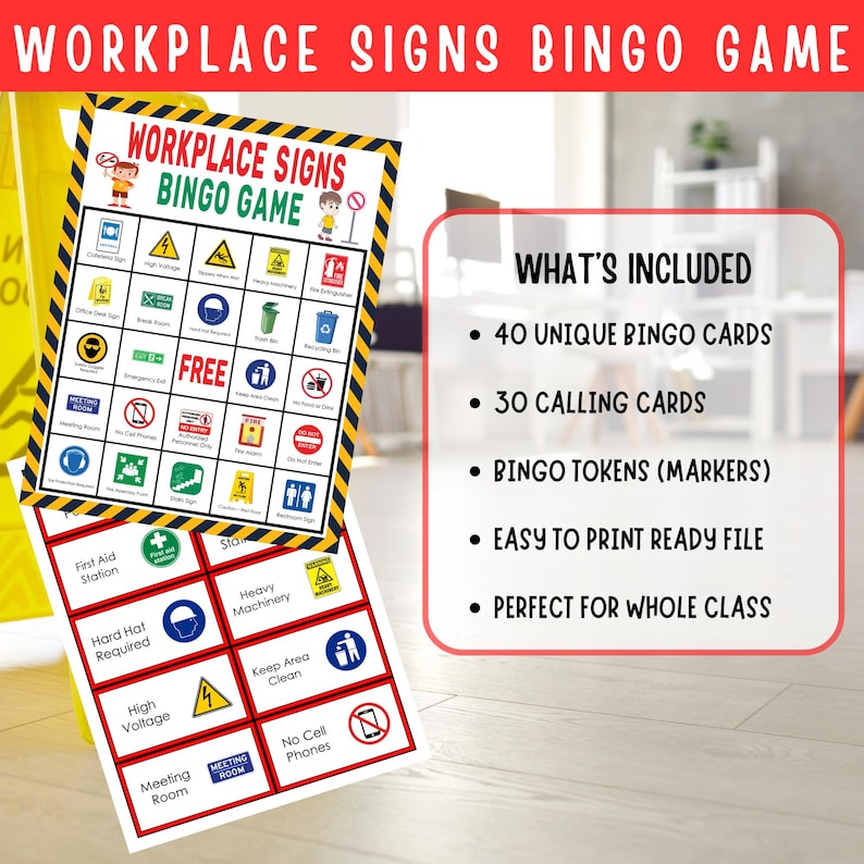 Workplace Signs Bingo Game | Printable Safety Sign Learning Activity ...