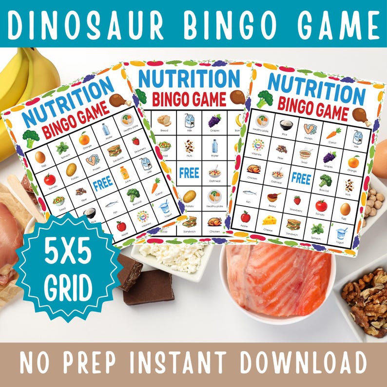 Nutrition Bingo Game Printable Healthy Foods Activity for Kids ...
