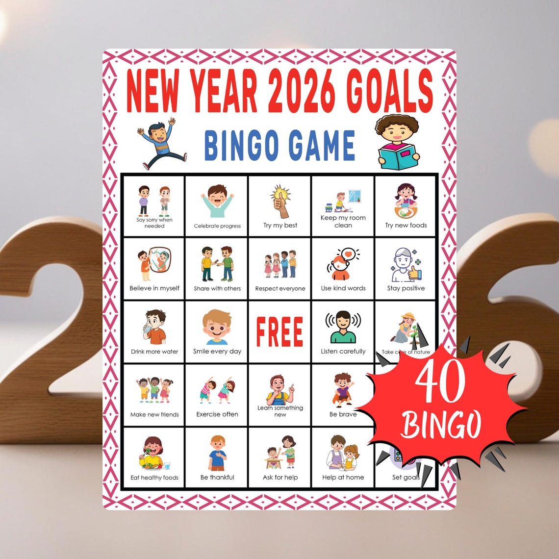 New Year 2026 Goals Bingo Game | Printable Goal Setting Activity for ...