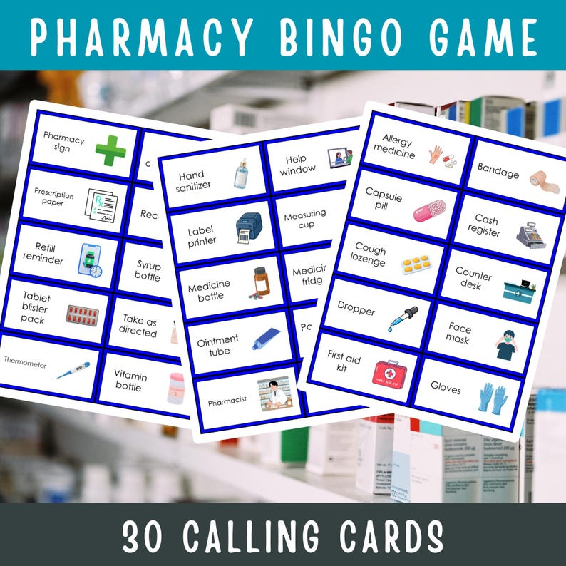 Pharmacy Bingo Game Printable Health Medication Activity for Kids ...