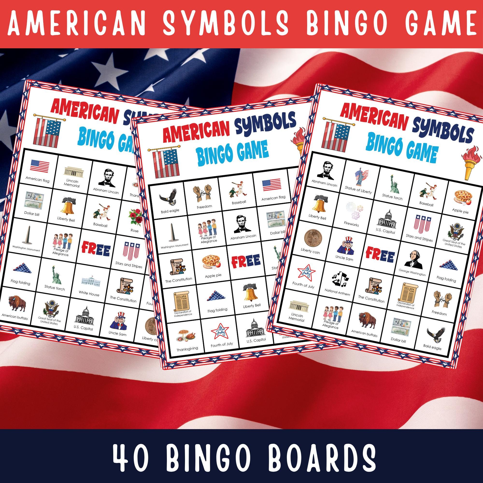 American Symbols Bingo Game | U.S. History & Social Studies Activity ...