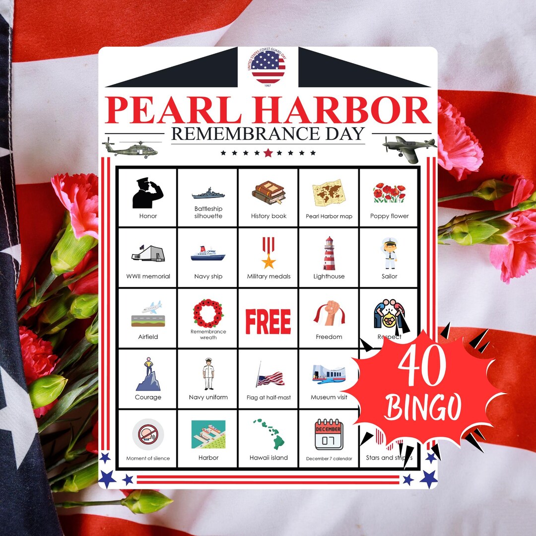 Pearl Harbor Remembrance Day Bingo Game | History Learning Printable ...