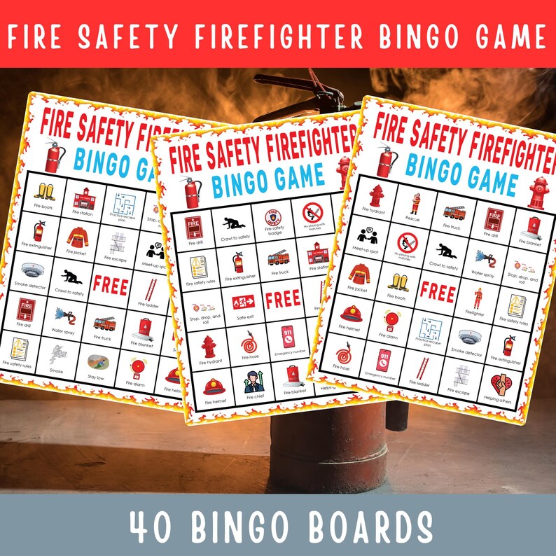 Fire Safety Firefighter Bingo Game Printable Kids Safety Lesson ...