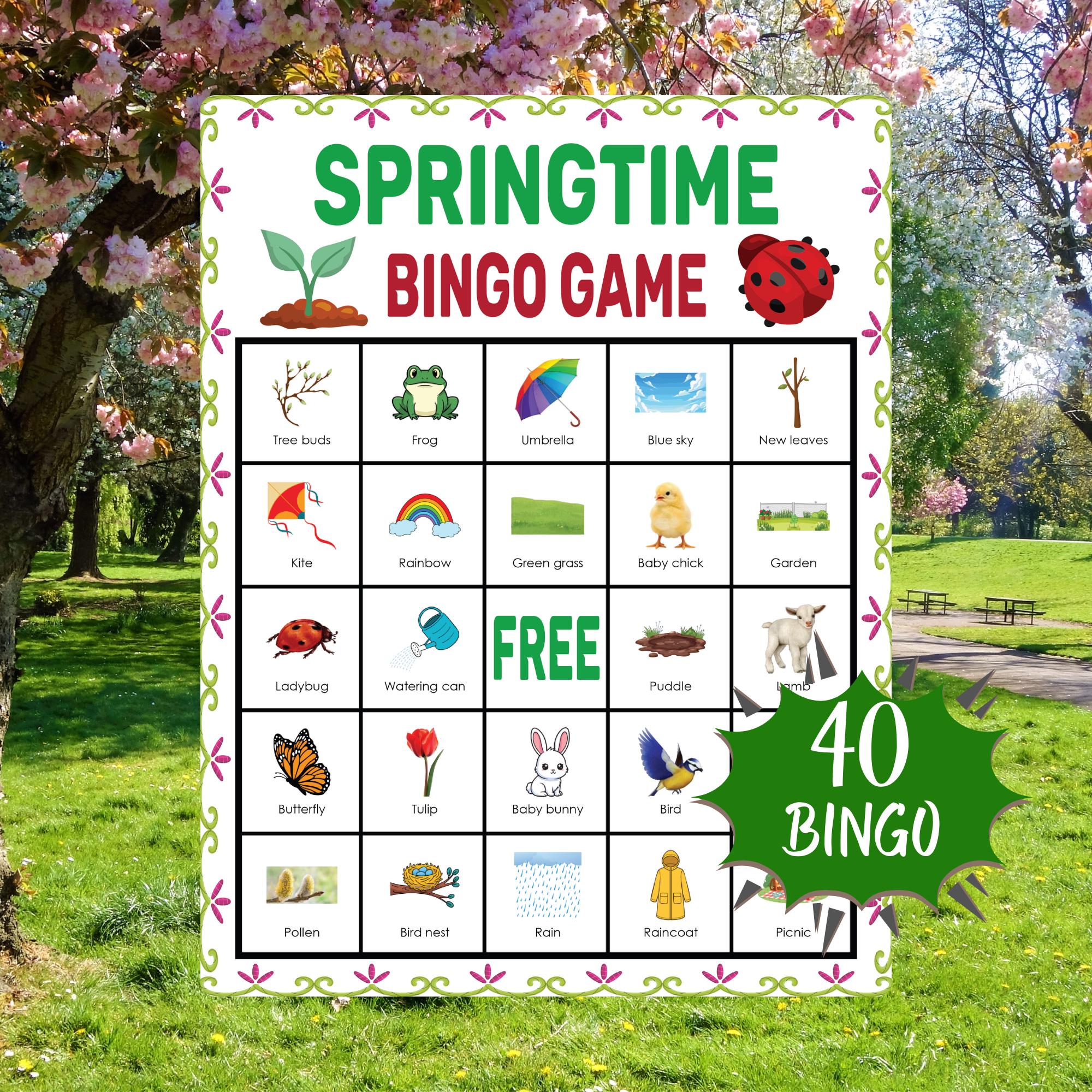 Springtime Bingo Game Printable Seasonal Nature Activity for Kids ...