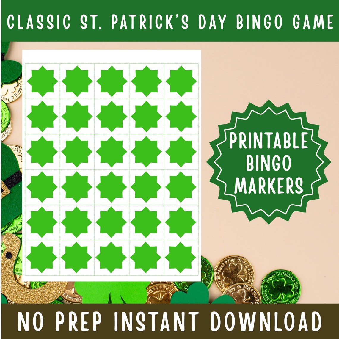 St Patricks Day Bingo Game Printable Classroom Party Activity Kids ...